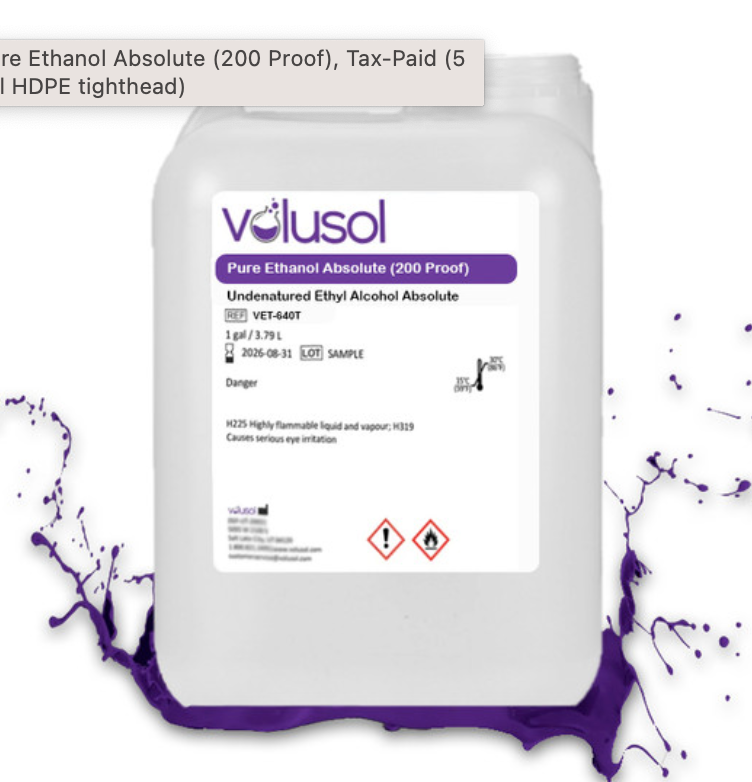 Pure Ethanol Absolute (200 Proof), Tax-Paid (5 gal HDPE tighthead ...